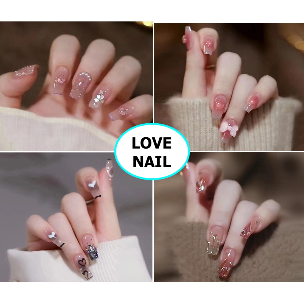 [MẪU MỚI]-Bộ 24 móng giả/nail đính đá-KÈM KEO [Z381-420] | Shopee Việt Nam