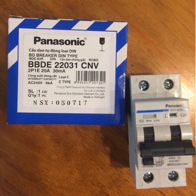 Aptomat chống giật Panasonic (CB chống giật) 2P 16, 20A panasonic ...