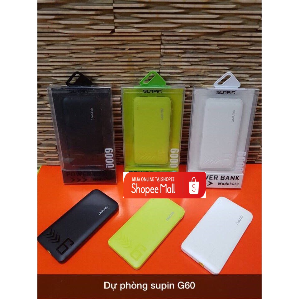 PIN DỰ PHÒNG CHÍNH HÃNG SUNPIN G60 DUNG LƯỢNG CHUẨN 6000MAH | Shopee ...