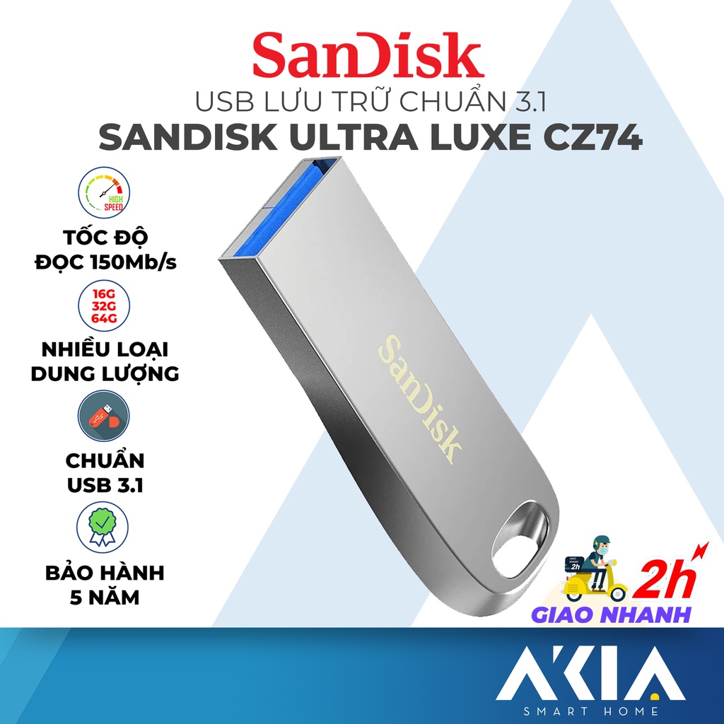 USB 3.1 SanDisk Ultra Luxe CZ74 dung lượng 16GB / 32GB / 64GB, tốc độ ...