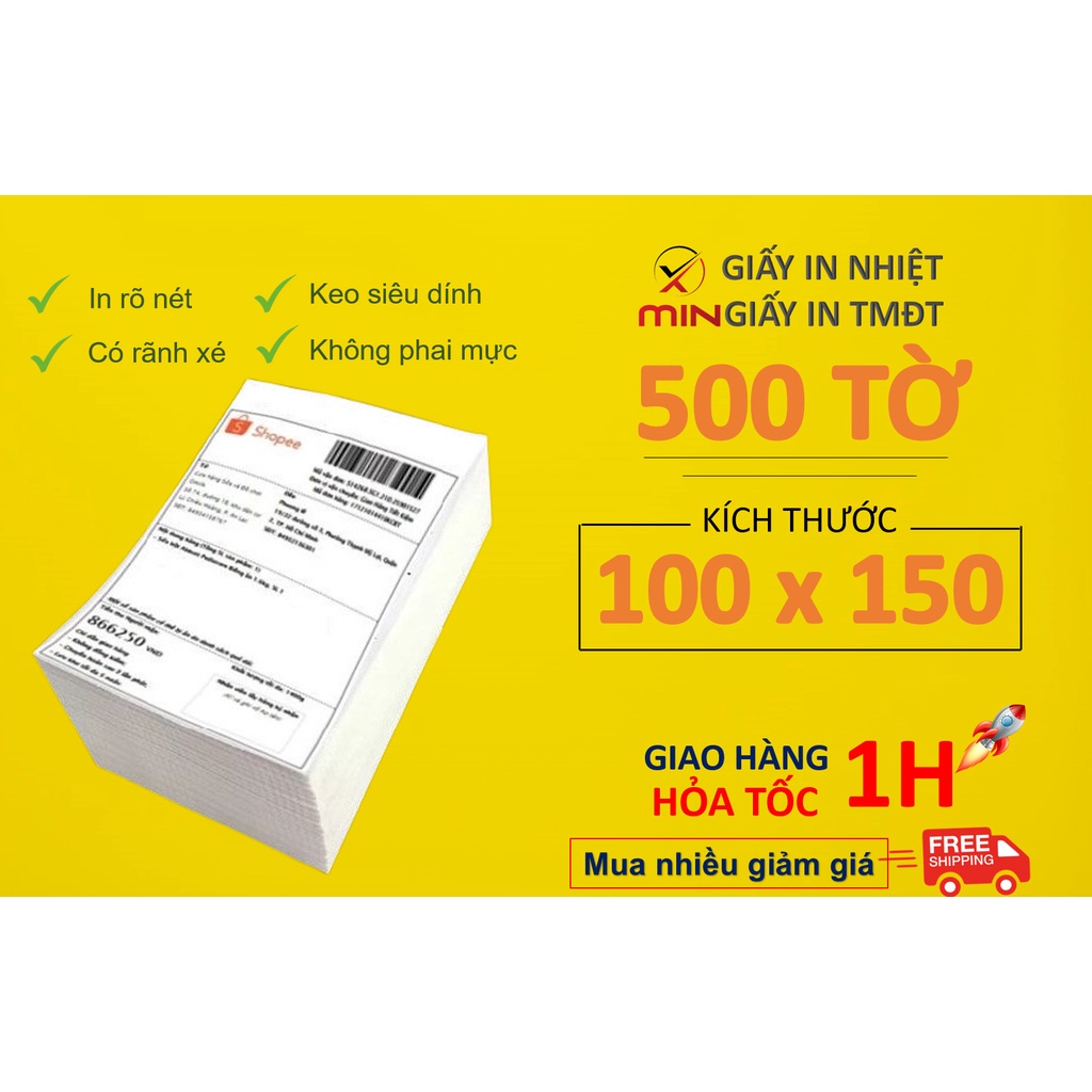 Giấy in nhiệt, Decal tem in nhiệt (A6)100x150 - [4 Lớp], (A7) 75x100 ...