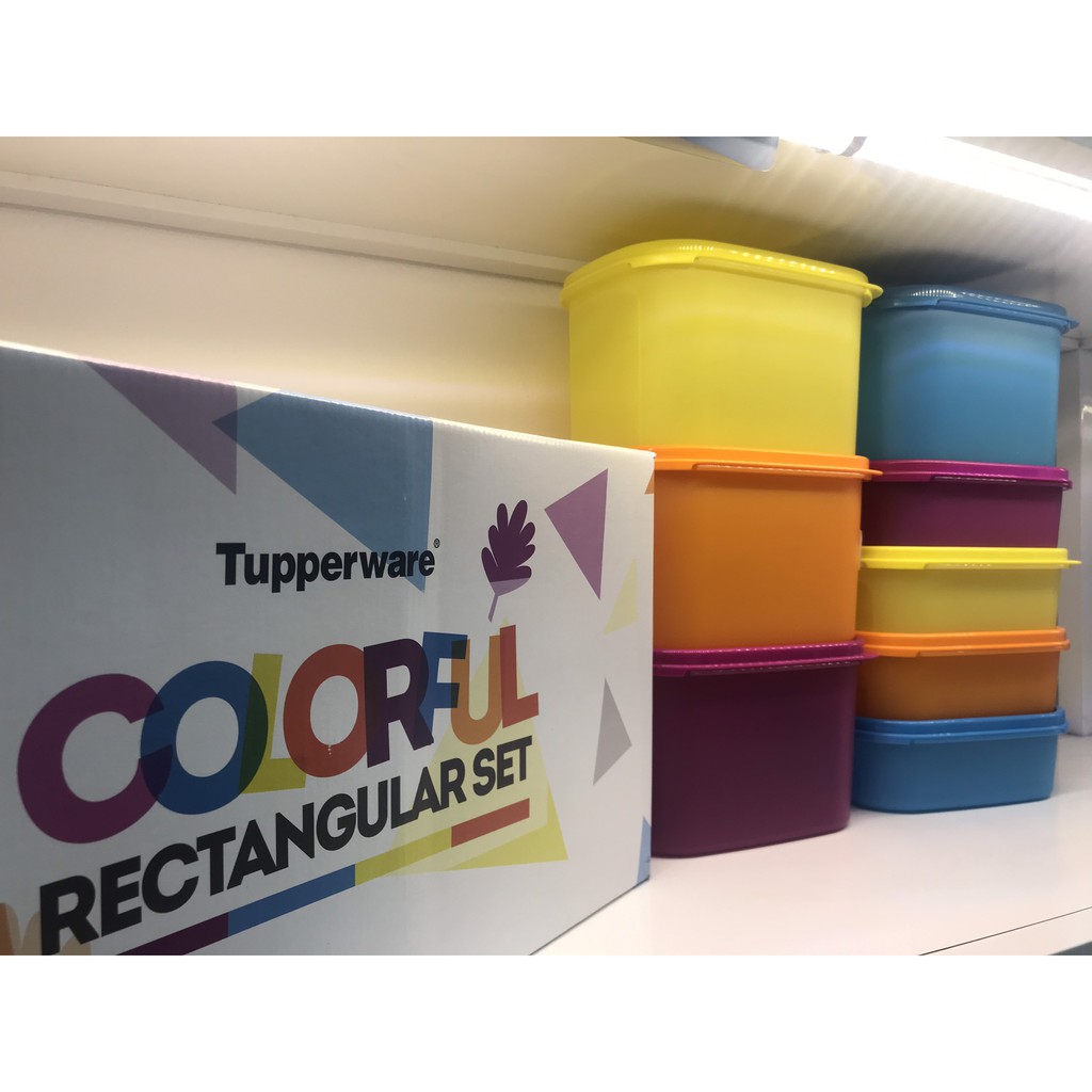 Bộ hộp trữ mát Tupperware Colorful Rectangular set 8 ( chính hãng ...