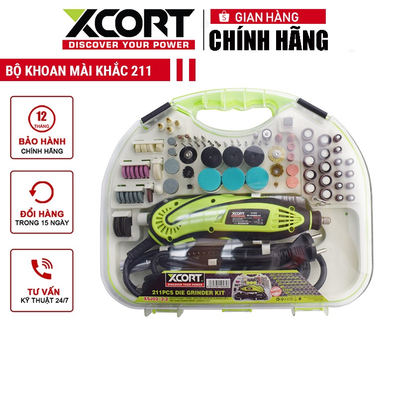 Bộ máy khoan mài khắc XCORT Model XSJ02- 3.2 Bao gồm 211 chi tiết phụ kiện | Shopee Việt Nam