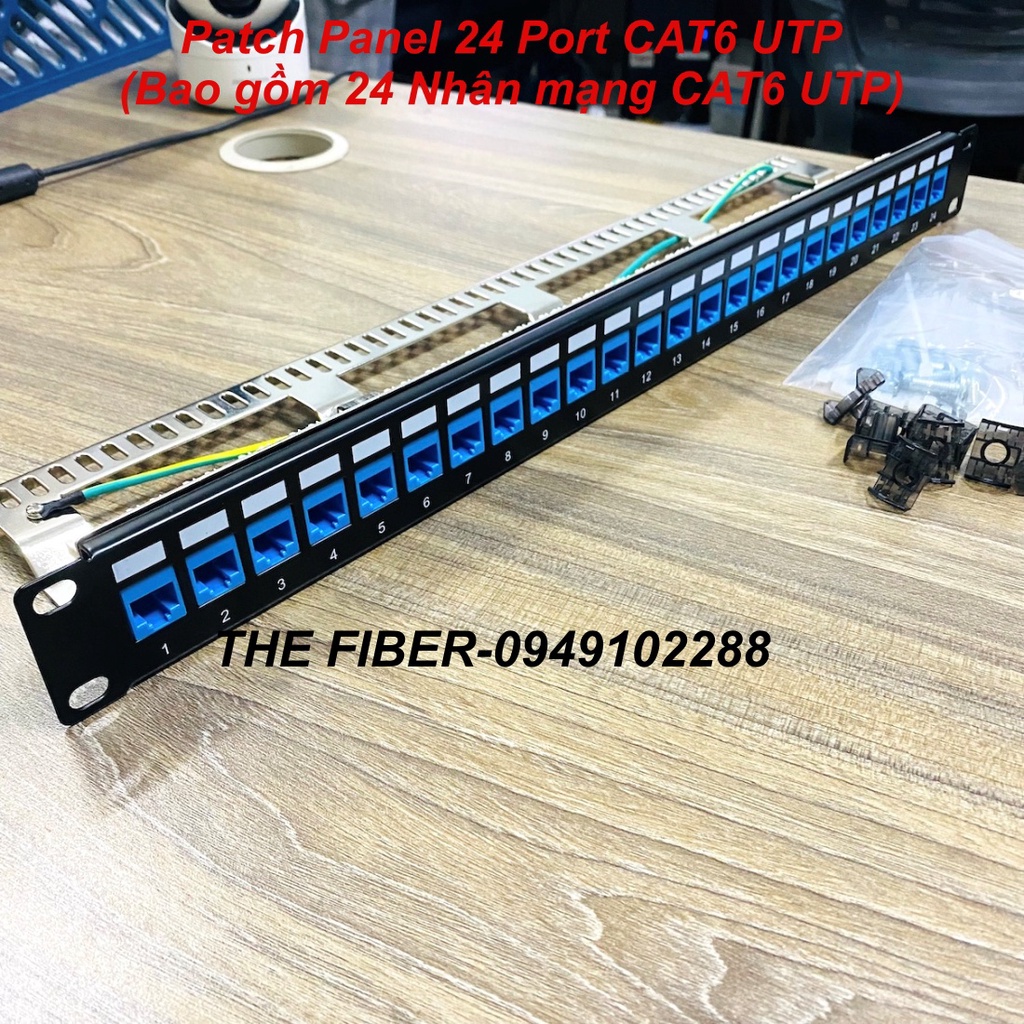 Patch Panel CAT6 24Port (Bao gồm 24 Nhân mạng CAT6 màu xanh) | Shopee ...