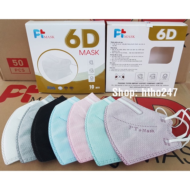 Hộp 10c Khẩu Trang 6D 5 lớp PT Mask Cao Cấp Phương Tuyến hàng chính ...