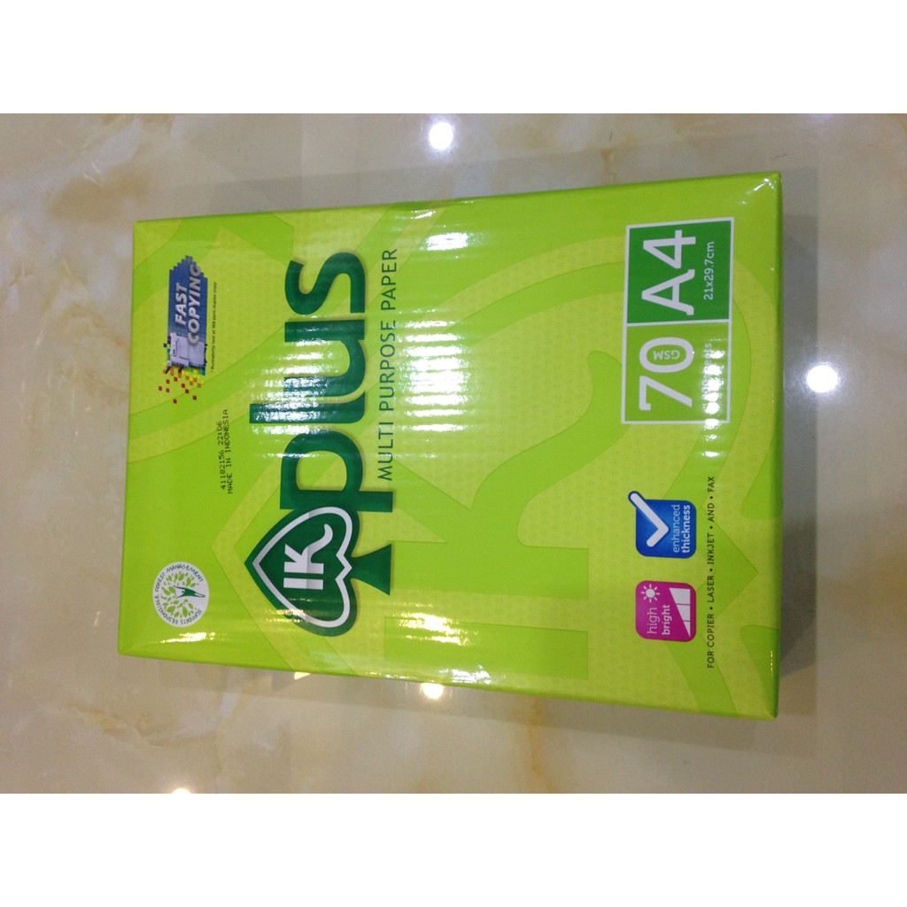 Giấy IK PLus A4 ĐL70gsm (500 Tờ/Ram) - Giấy In - Giấy A4 photocopy - Giấy ngoại Indonexia ...