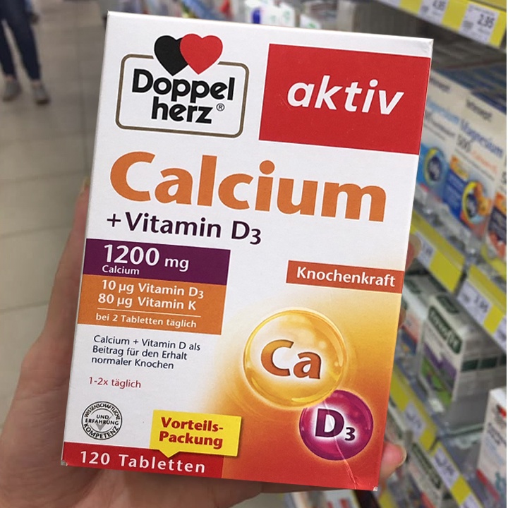Viên uống bổ sung Canxi Doppelherz Calcium Vitamin D3 1200, 120 Viên Hàng Đức | Shopee Việt Nam
