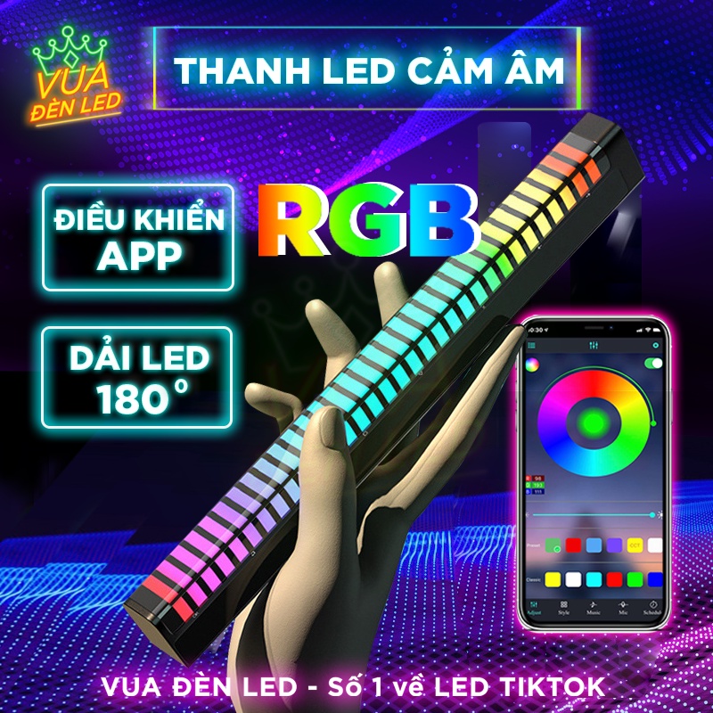 Thanh đèn Led 3D RGB nháy theo nhạc VUA ĐÈN LED, có pin rời, có chân đế trang trí bàn làm việc ...