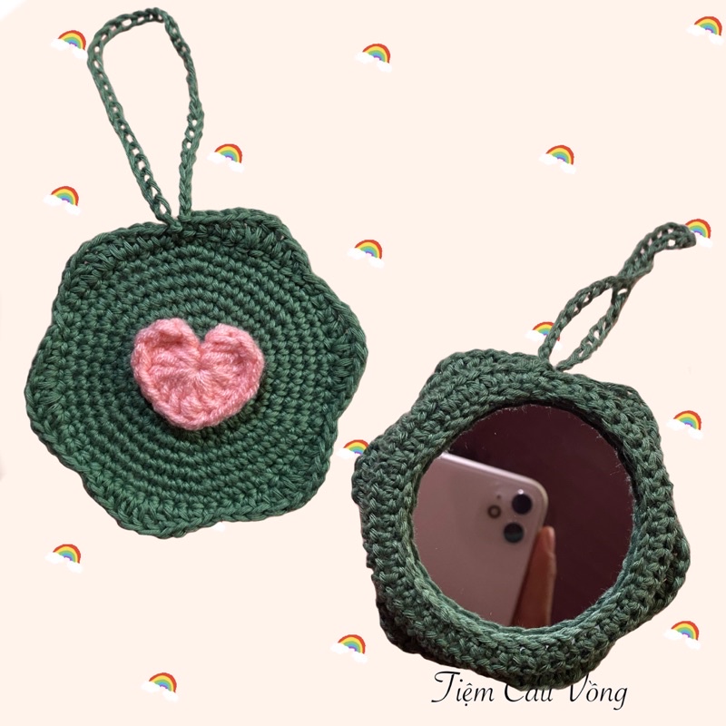 [Handmade] [Crochet] Gương mini bọc len Crochet Mirror | Shopee Việt Nam