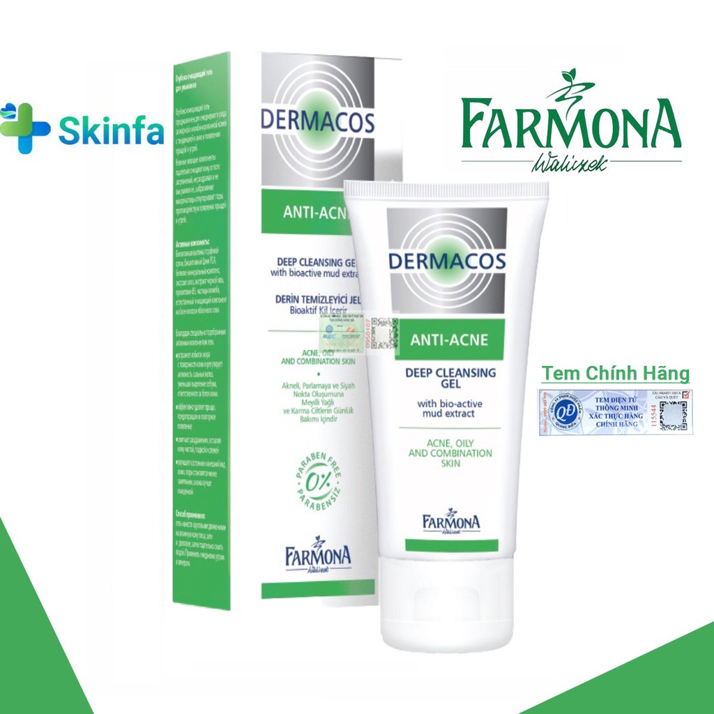 Sữa Rửa Mặt Dermacos Anti-Acne Deep Cleansing Gel Cho Da Dầu, Da Mụn ...
