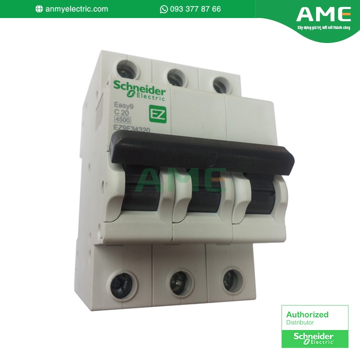 Cầu dao tự động MCB 3 pha 20A dòng cắt 4.5kA Easy9 Schneider_EZ9F34320 | Shopee Việt Nam