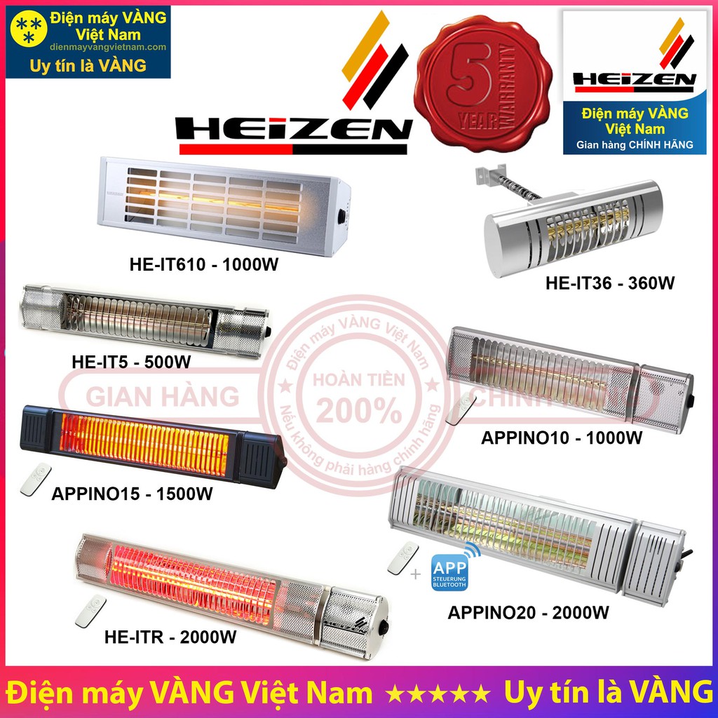 Đèn sưởi cao cấp Heizen HE-IT610 HE-IT36 HE-IT5 APPINO10 APPINO15 ...