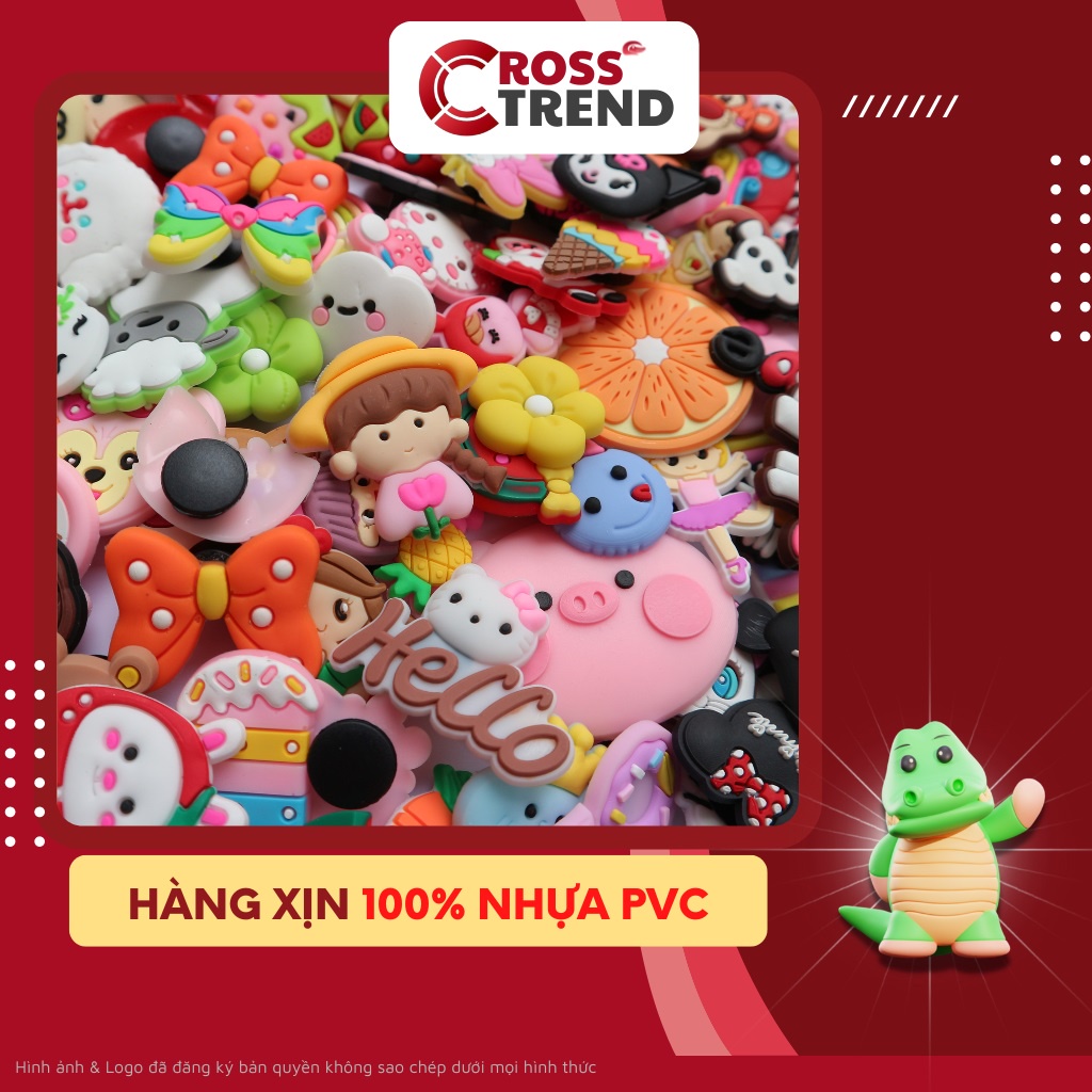 [HÀNG LOẠI 1] Combo 10 sticker dép crocs, Charm 2D jibiitz dễ thương ...