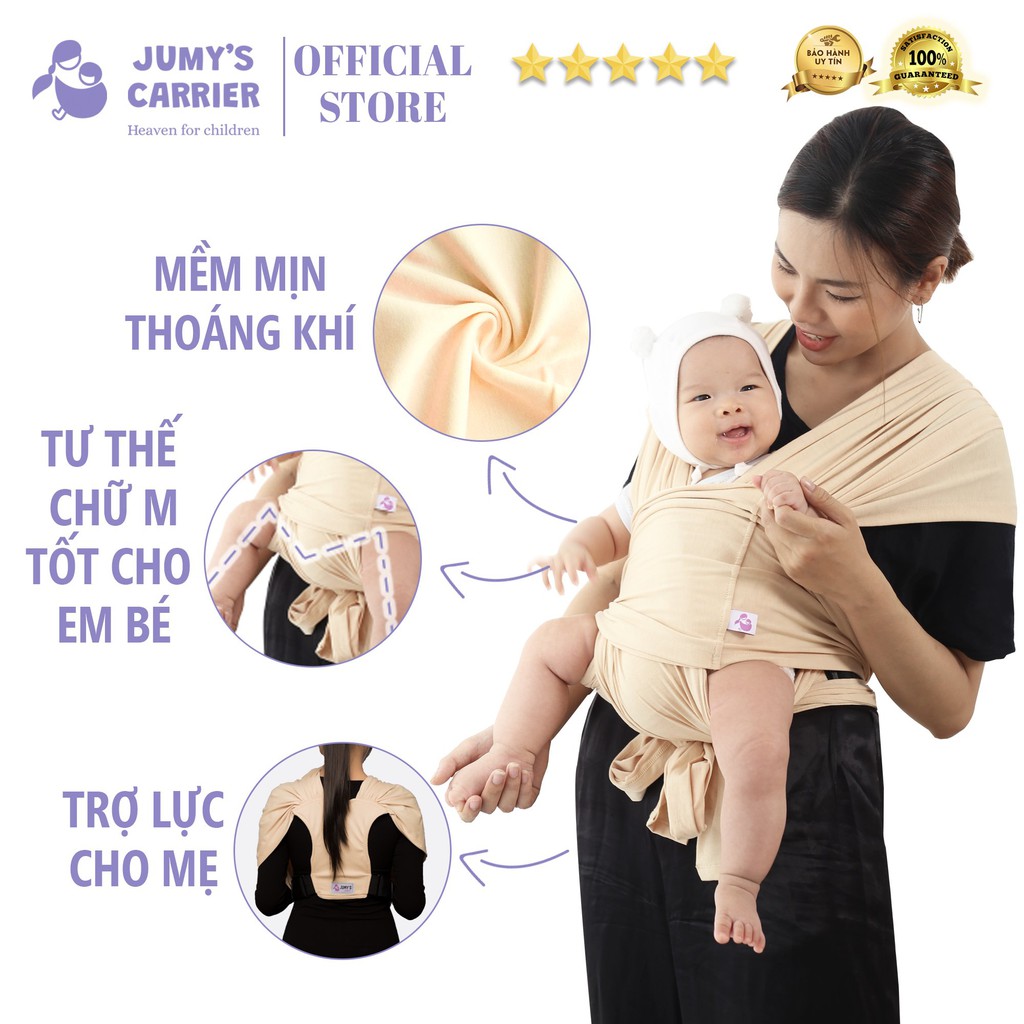 Địu Em Bé Sơ Sinh Jumysie - Địu Vải Cotton Thoáng Mát, Êm Dịu Cho Bé, Dễ Sử Dụng, Cho Bé 0-18 ...