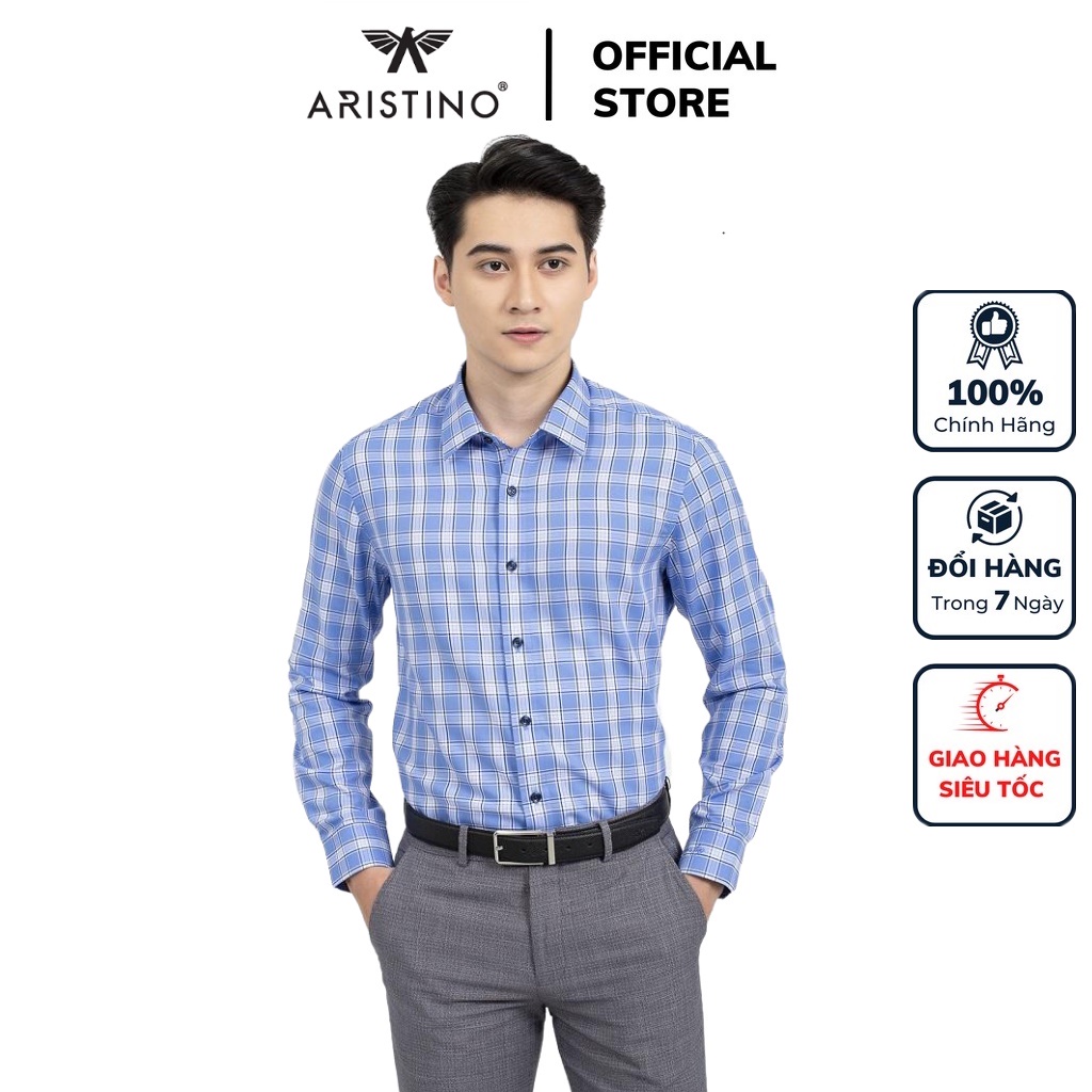 Áo sơ mi nam dài tay ARISTINO ALS34501 somi công sở chính hãng vải sợi tre cao cấp màu trắng kẻ ...