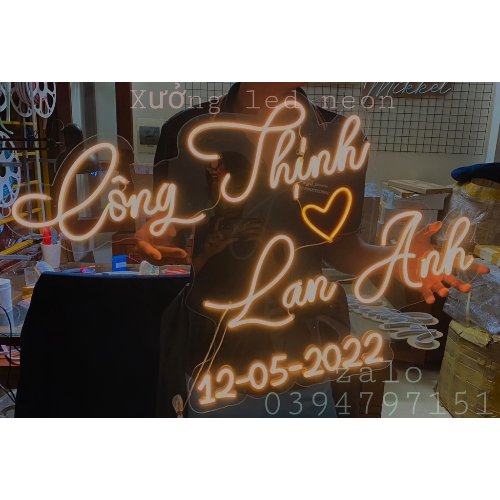 Led neon theo yêu cầu Đèn Led Neon chữ- Neon theo tên thiết kế decor ...