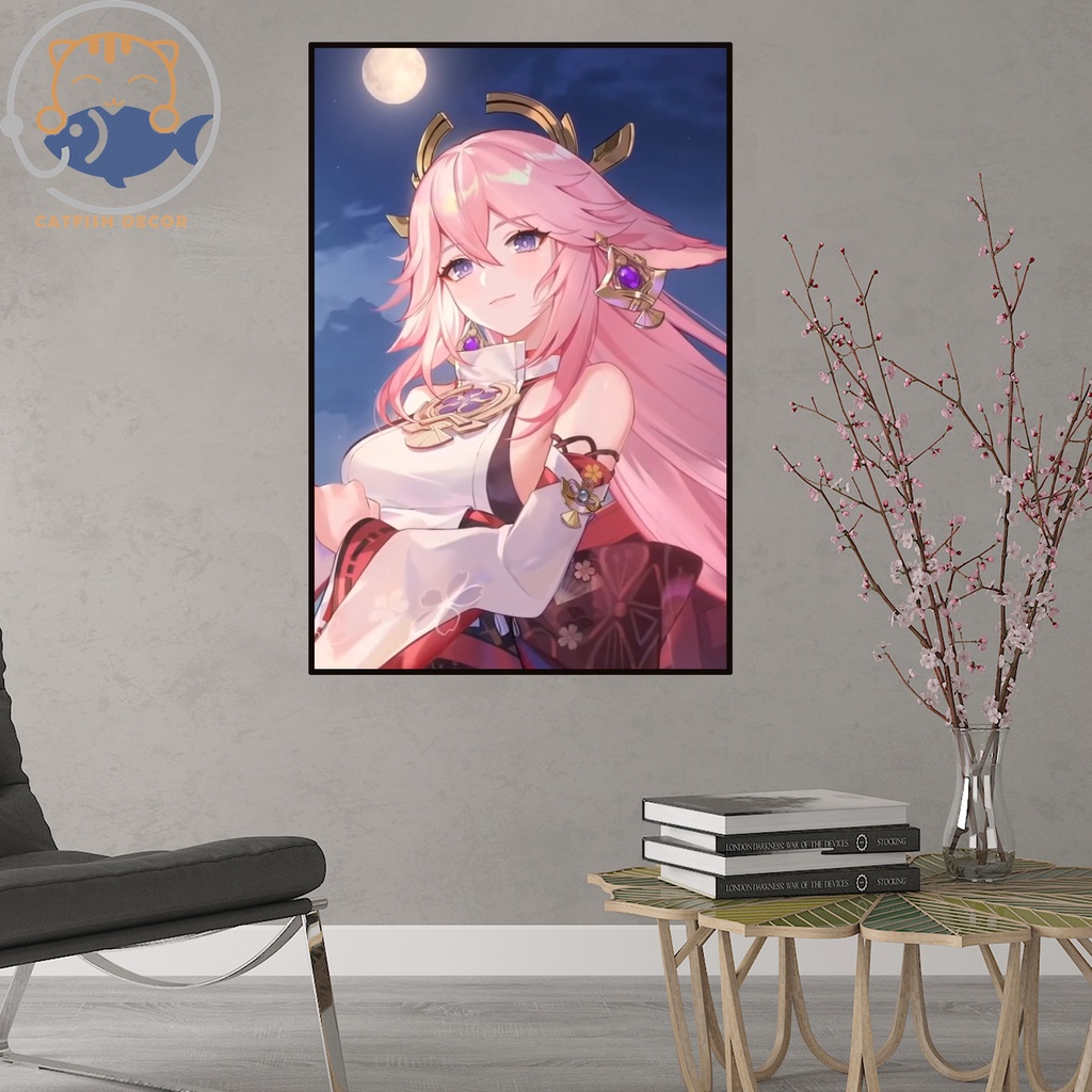 Poster Anime A2 chất liệu Decal dán tường - Genshin Impact - Yae Miko ...