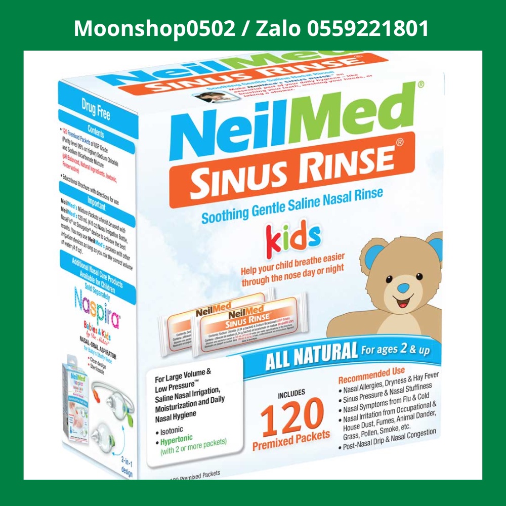 Muối rửa mũi trẻ em , Bình rửa mũi 120ml cho bé , Neilmed Sinus Rinse ...
