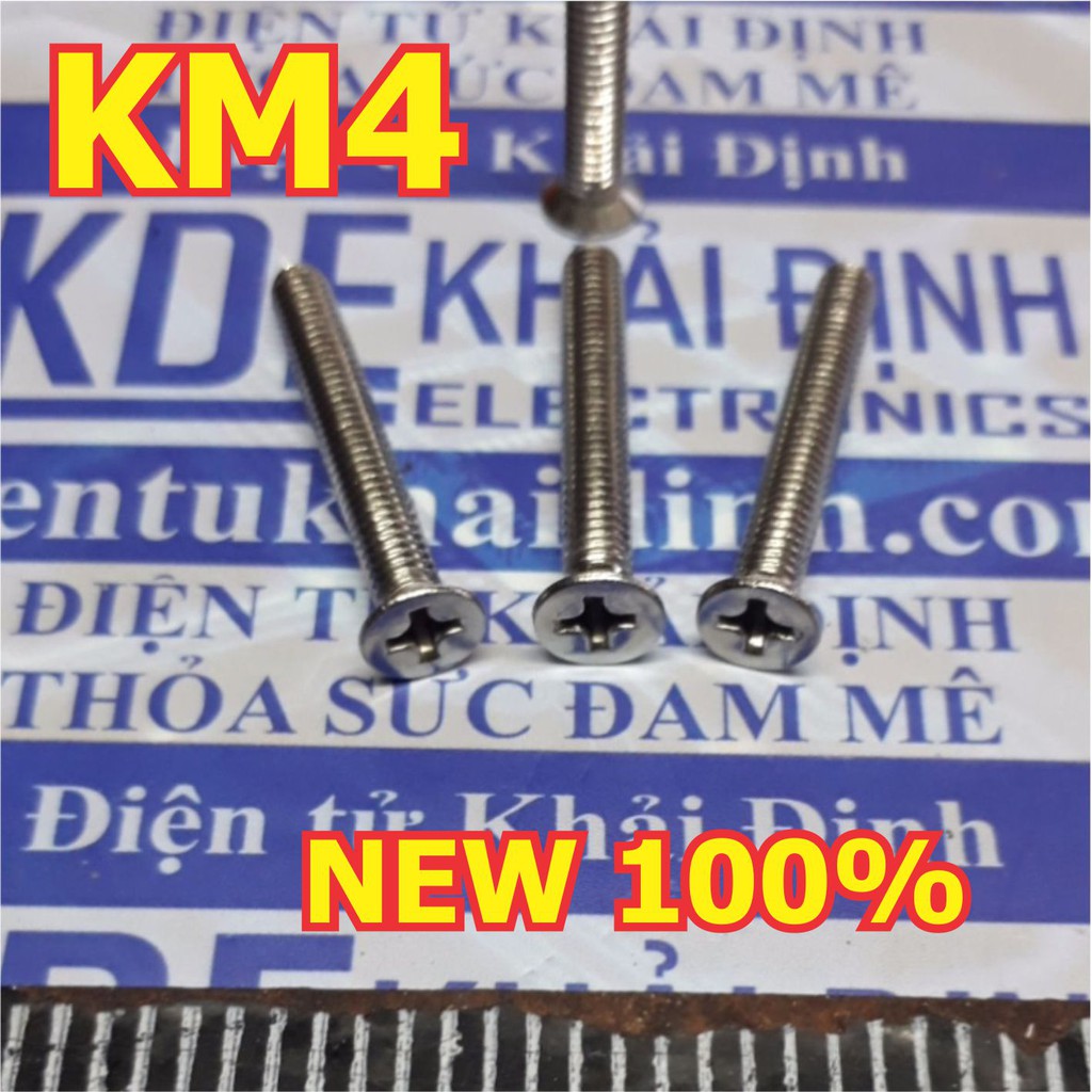 100 con bulong bu lông vít pake M4 KM4 inoc inox 4 chấu đầu +, đầu tròn ...