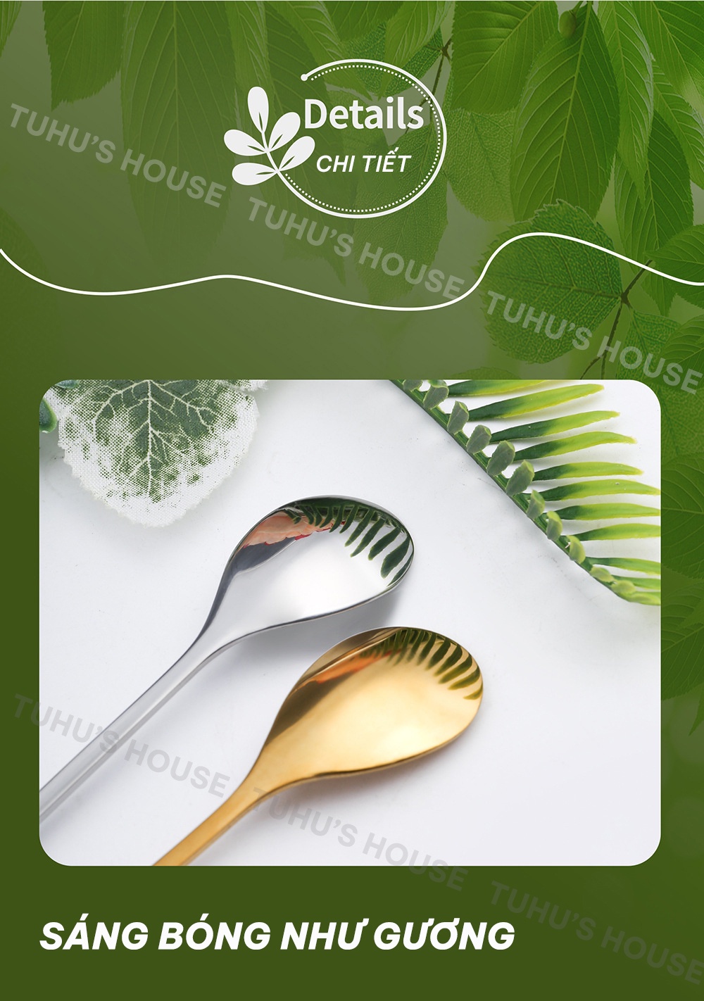 Thìa inox nĩa muỗng inox hình hoa lá, muỗng cà phê inox, thìa dài uống ...