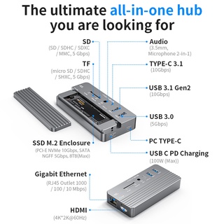Acasis Bộ Chuyển Đổi Ổ Cứng hub 10 Trong 1 m.2 ssd usb-c gen2 10gbps ...