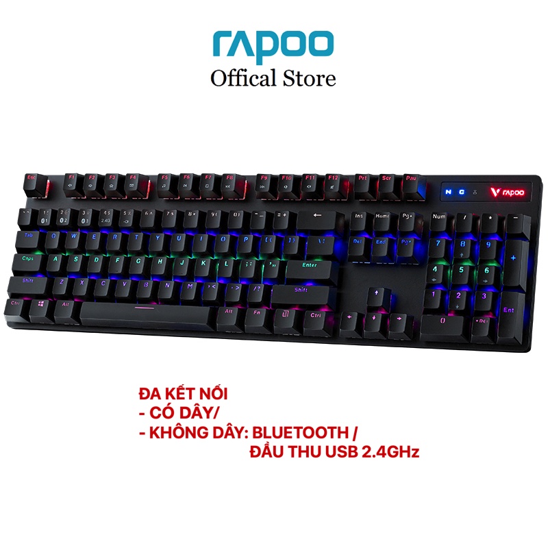 Bàn phím cơ gaming Rapoo V500 Pro Multi-mode wireless RGB (Đa kết nối: Bluetooth/ Usb 2.4GHz/ Có ...