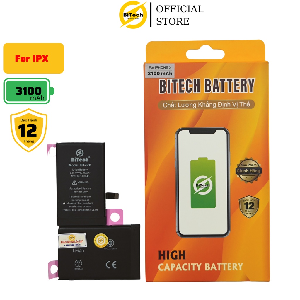 Pin Điện Thoại Dung Lượng Cao BITECH ( Tặng kèm bộ vít + seal dán pin ...