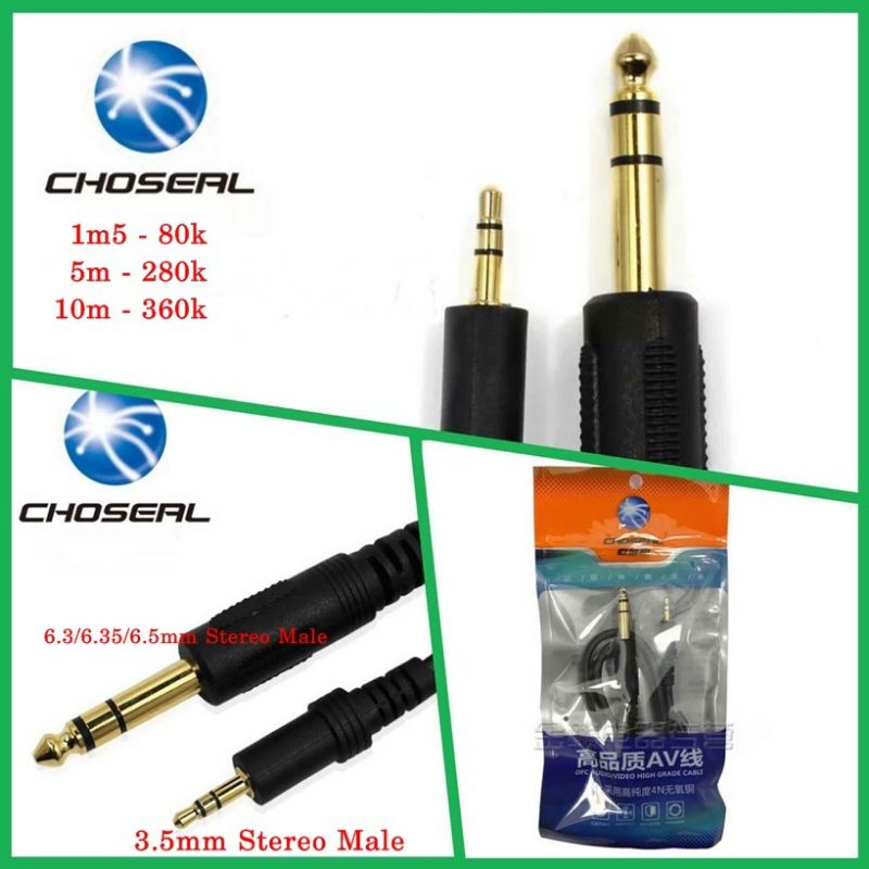Choseal Cable 6.3mm male to 3.5mm male 1.5m - 5m - 10m | Shopee Việt Nam