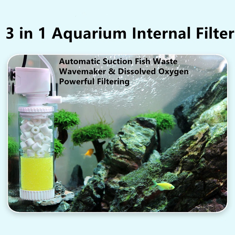 AQUARZOO Aquarium Internal Filter Pump Biochemical Sponge Filtration ...