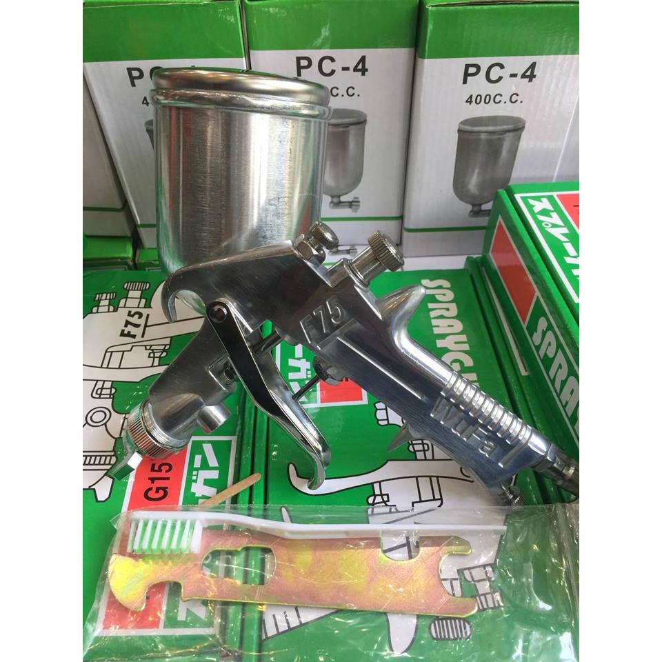 Bộ phun sơn F75 Wufa - Bộ phun sơn bình trên cốc 400ML | Shopee Việt Nam