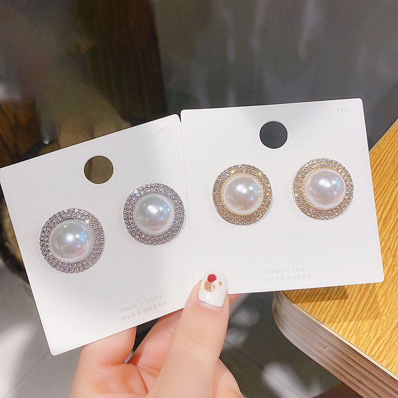 Bông Tai Mạ Bạc 2022 S925 Hình Tròn Đính Kim Cương Đơn Giản | Shopee Việt Nam