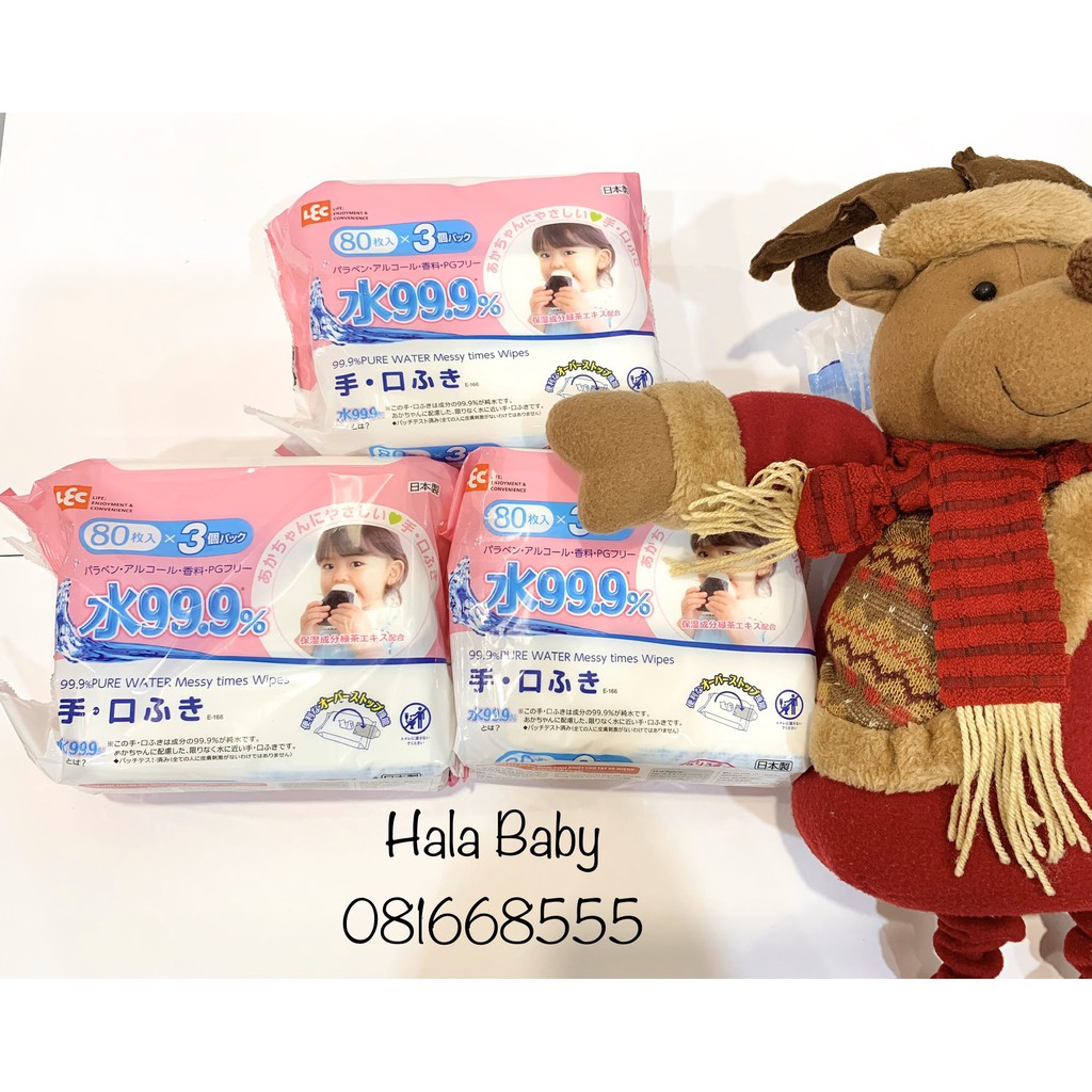 GIẤY ƯỚT LEC TINH KHIẾT 99,9% E166 CHO TAY VÀ MIỆNG 80 TỜ X 3 GÓI | Shopee Việt Nam