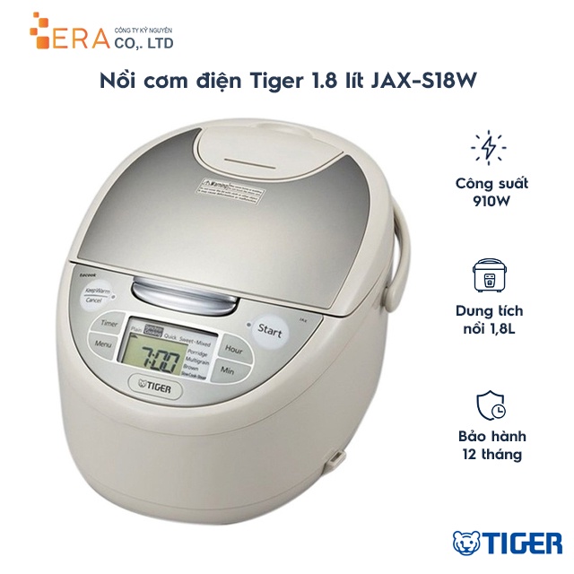 Nồi cơm điện tử Tiger JAX-S18W dung tích 1.8L | Shopee Việt Nam