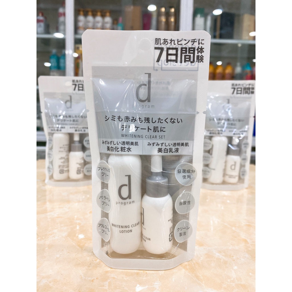 Bộ 2 Sản Phẩm Dùng Thử Dưỡng Trắng Da D Program Whitening Clear Set Nhật Bản 23ml+11ml | Shopee ...