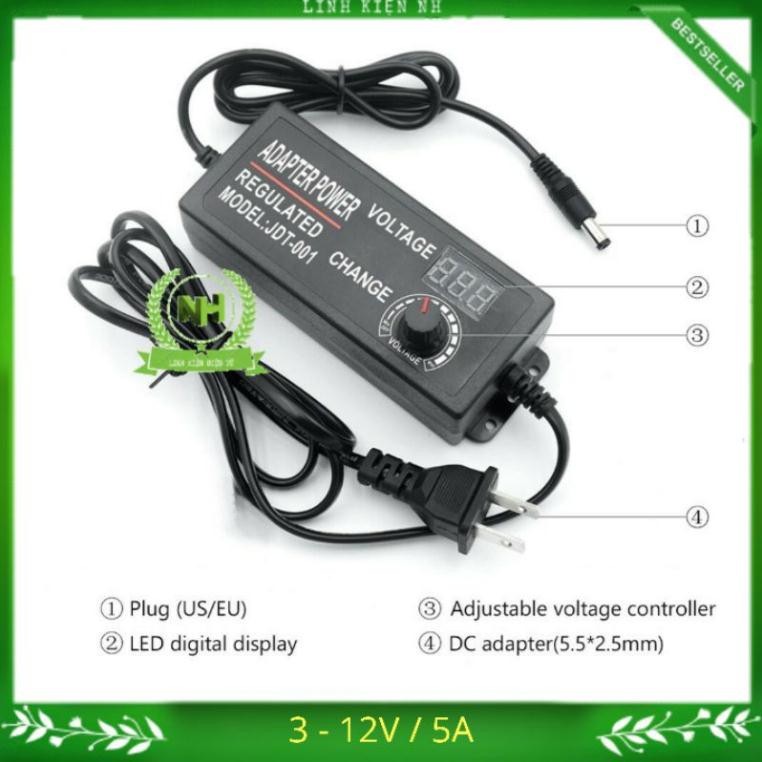 (LKNH) AC/DC Adapter Nguồn điều chỉnh 3-12V/5A tiện lợi. Loại Tốt ...