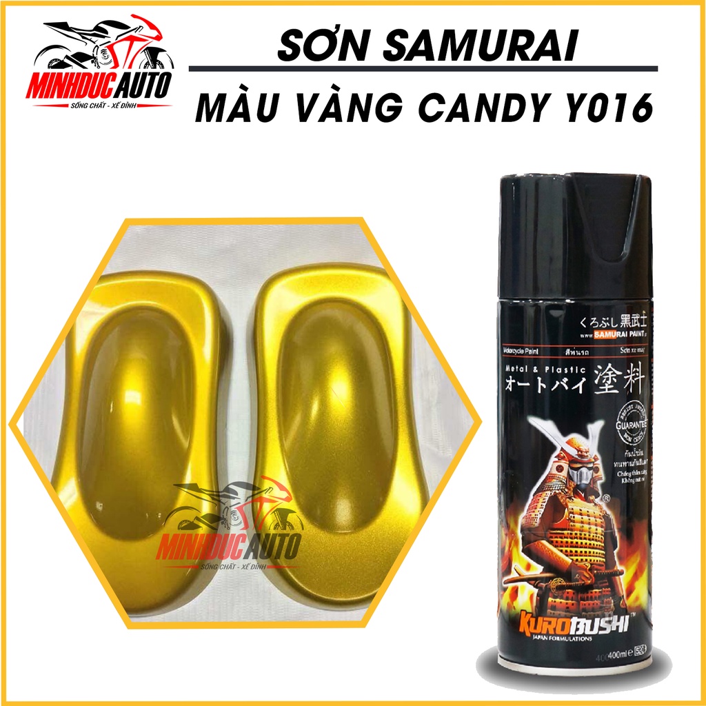Sơn xịt Samurai màu Vàng Candy - Y016 chai sơn xịt cao cấp dành cho dân ...