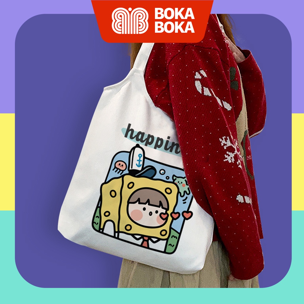 Túi Tote Vải Canvas Quai Tròn Roro Có Ngăn Con, Khóa Kéo Hàn Quốc Giá ...