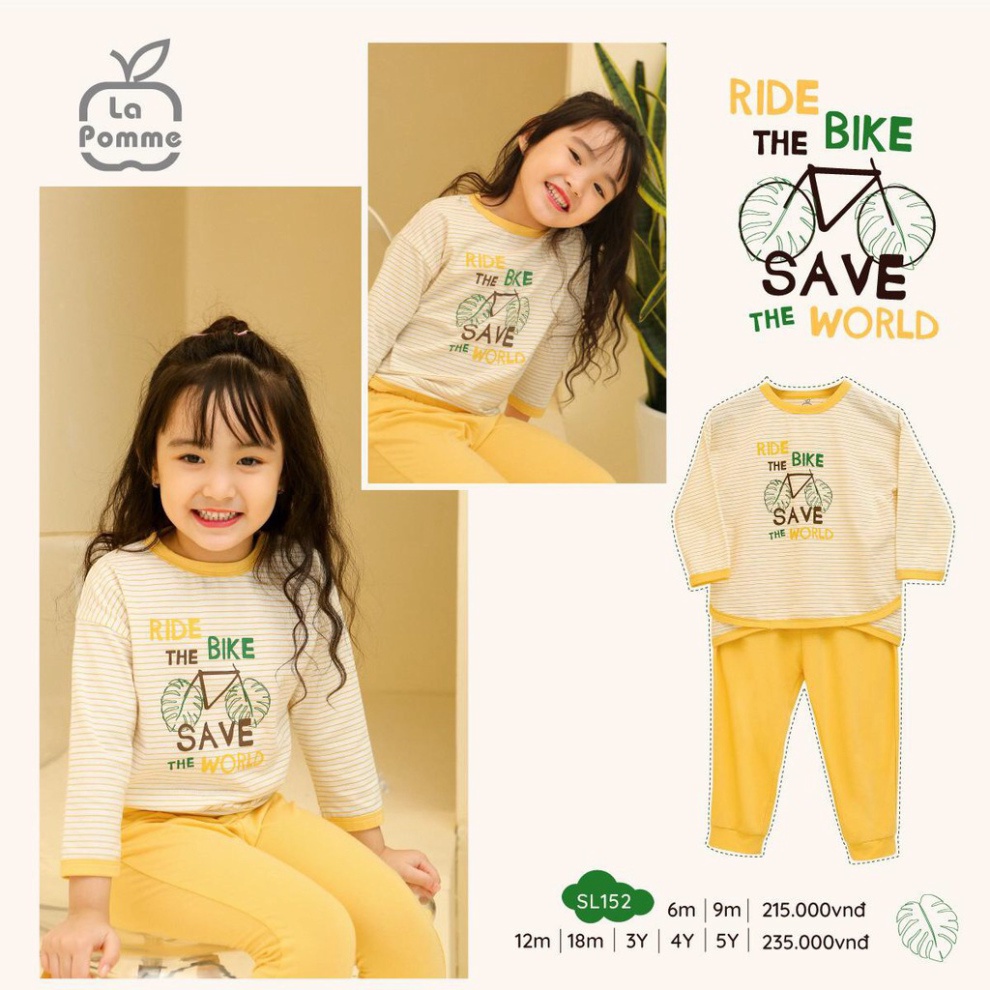 [CHÍNH HÃNG] Bộ quần áo dài tay bé gái La Pomme mềm mịn thoáng mát ...