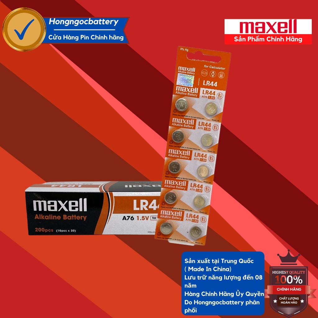 Vỉ 10 Viên pin LR44 MAXELL 1,5V | Shopee Việt Nam