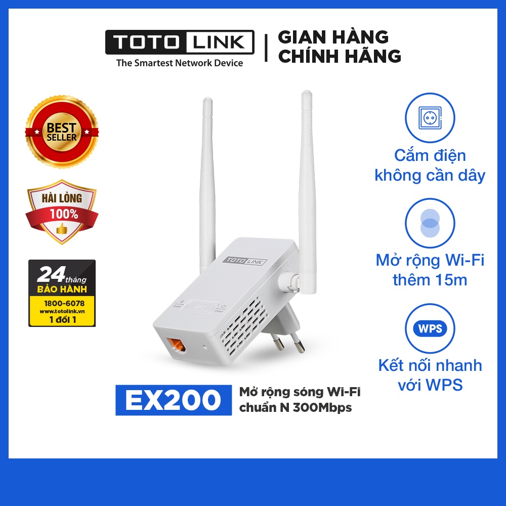 Bộ Kích Sóng Wifi Repeater 300Mbps Totolink Ex200 - bộ thu phát sóng ...