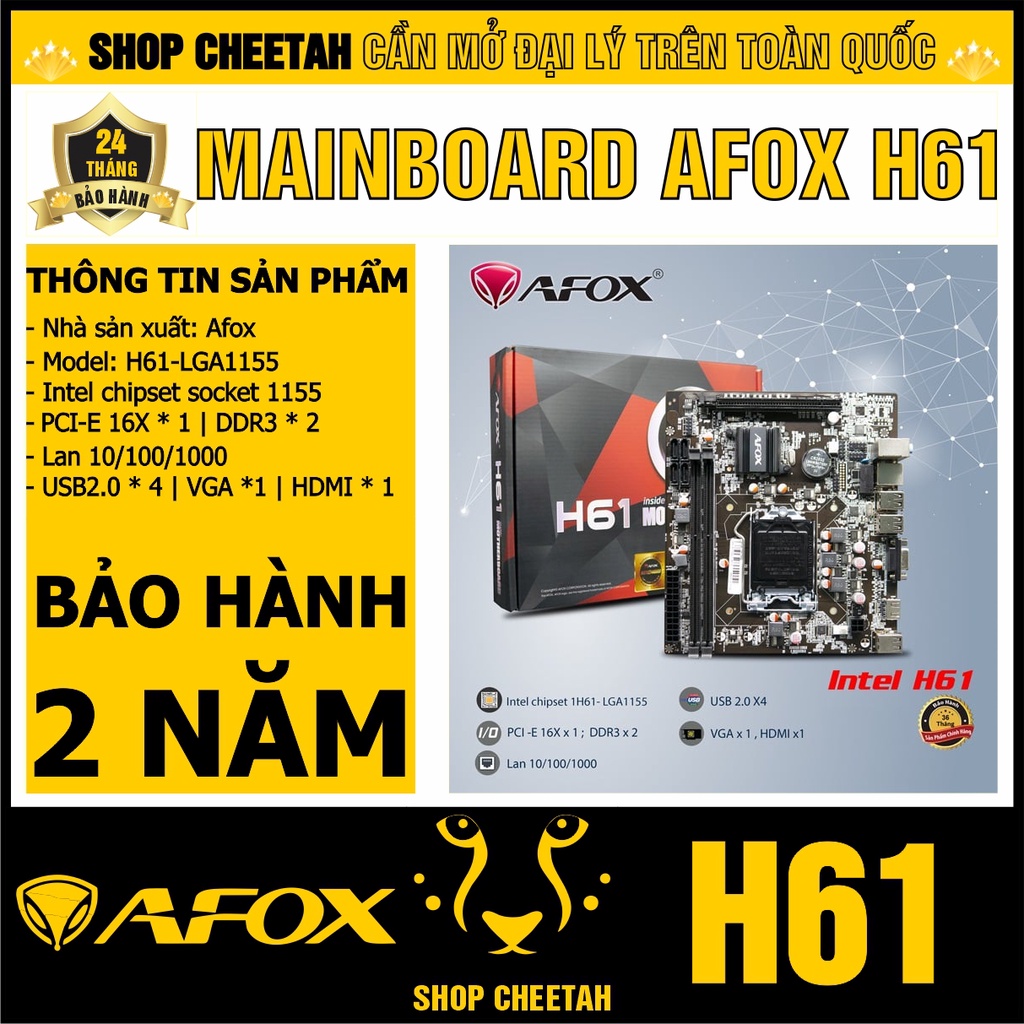 Main Afox H61 ( LGA1155 ) – Chính hãng – Bảo hành 2 năm – Hỗ trợ Chip ...