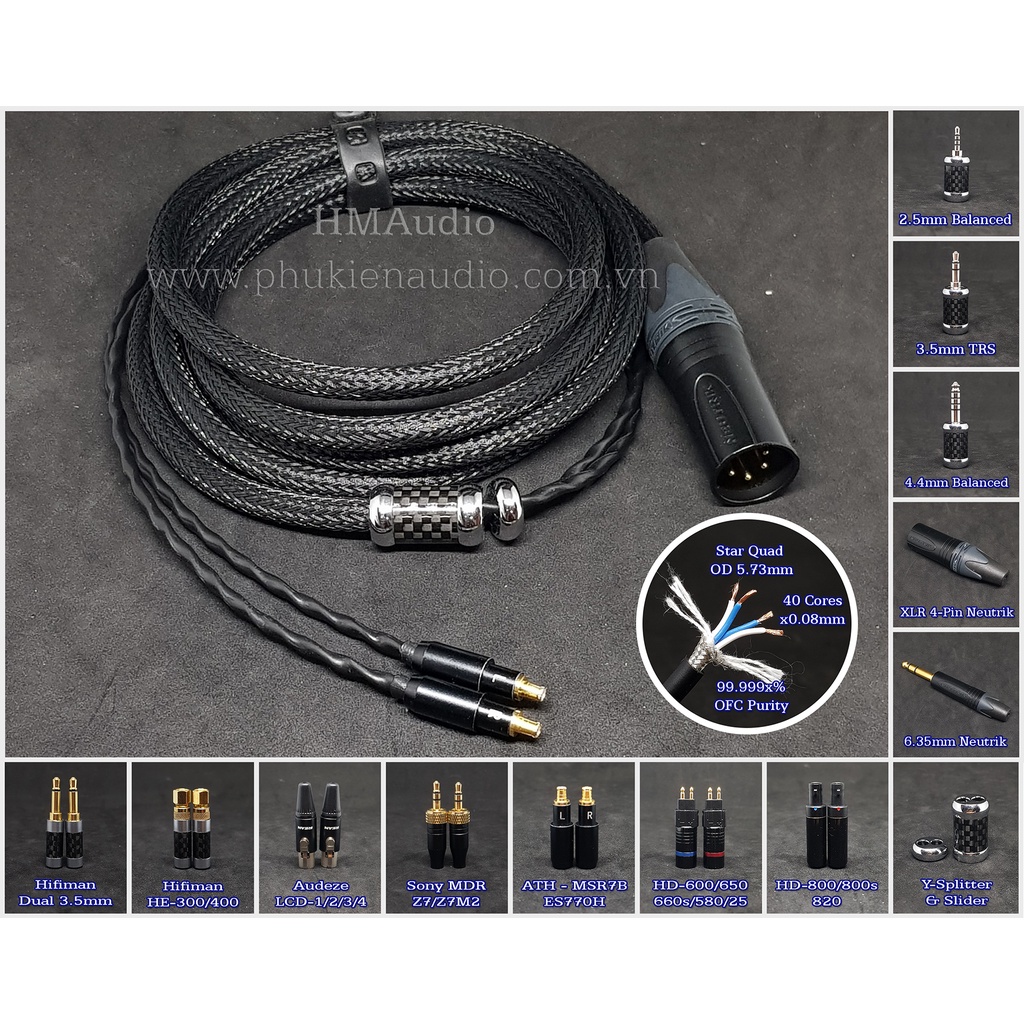 Dây tai nghe đồng OFC bọc chống nhiễu CANARE - Connector Audio Technica ...