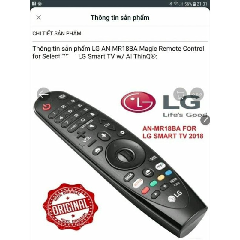 Remote Điều khiển chuột LG mới chính hãng MR18 | Shopee Việt Nam