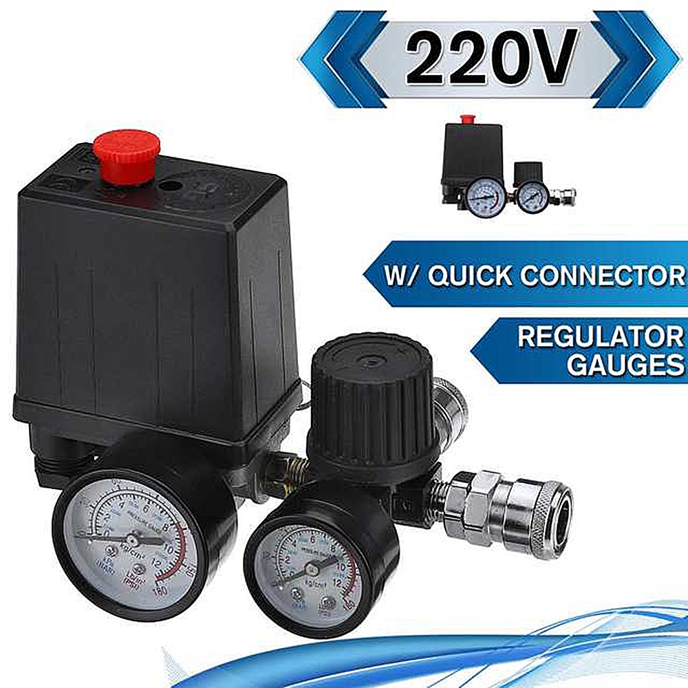 Công tắc điều khiển áp suất máy nén khí AC 220V Bộ điều chỉnh giảm áp 4 ...