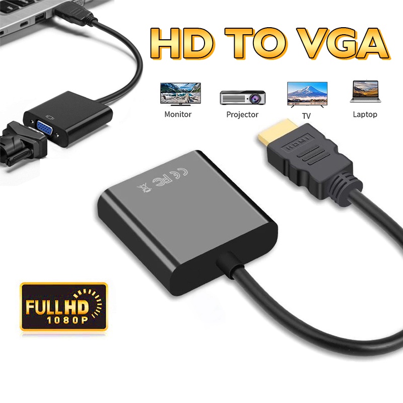 Cáp chuyển đổi HDMI sang VGA dây HDMI to VGA Cho PC,laptop, Máy Chiếu Cao Cấp Độ Dài 20CM Full ...