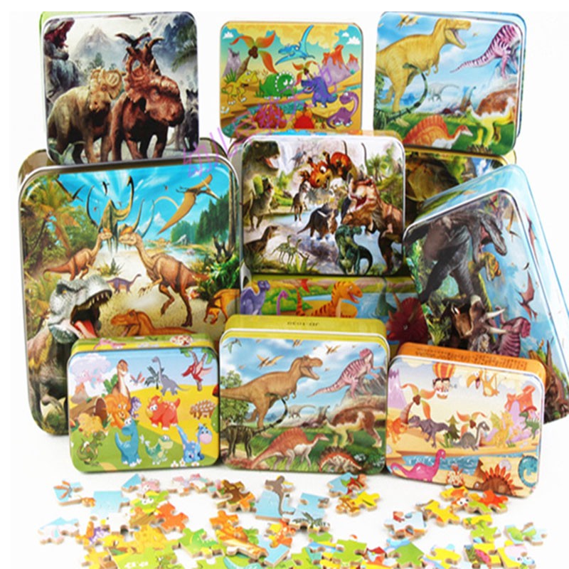 60/100/200/300 Pcs/Box Dinosaur Puzzle Wooden Toy Kids Educational ...