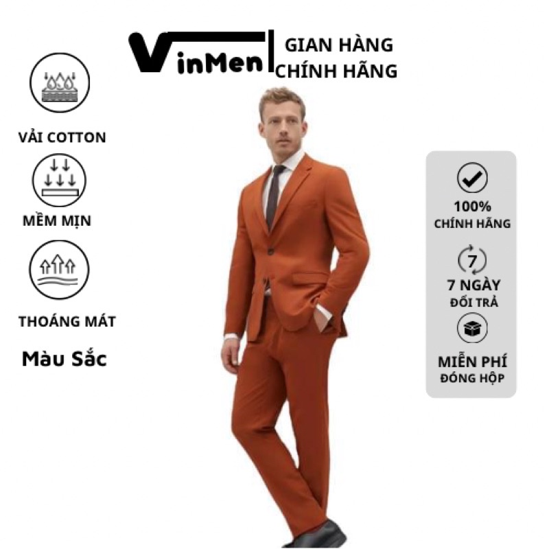 Bộ Vest Nam VINMEN Màu Nâu Vàng Cao Cấp | Shopee Việt Nam