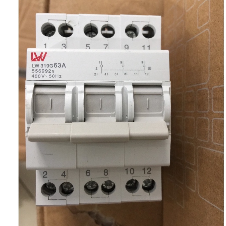 Cầu dao đảo chiều dạng aptomat 3 pha 380V 63A LW319G63A, át đảo chiều, át chuyển đổi 2 nguồn ...