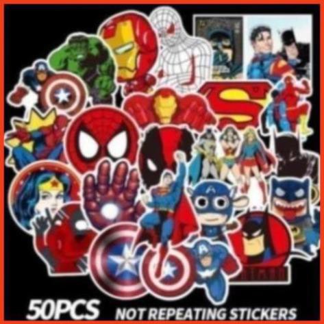 ( VTN ) Set 50 Sticker Decal Dán Chống Nước Size Lớn Siêu Anh Hùng ...