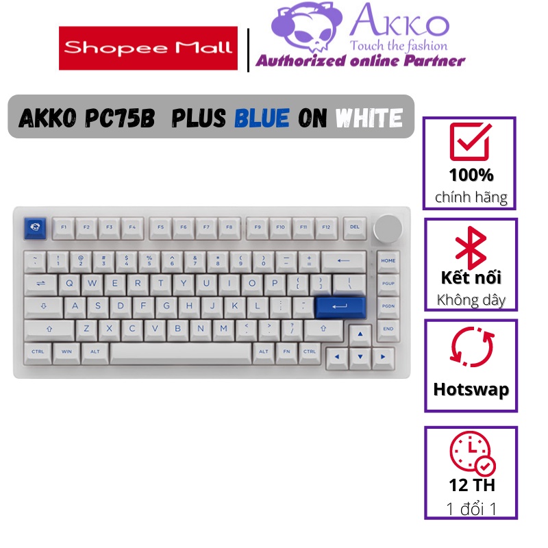 Bàn phím cơ AKKO PC75B Plus Blue on White (Bluetooth 5.0 / Wireless 2 ...